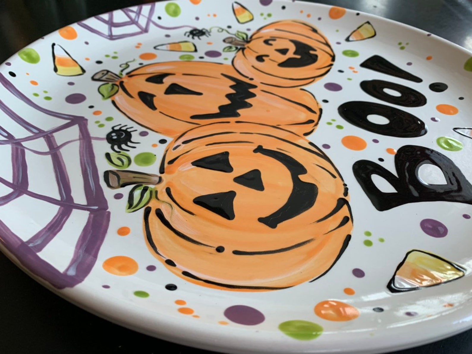 Extra Large Halloween Celebration Plate 12 Inch Ceramic | Etsy