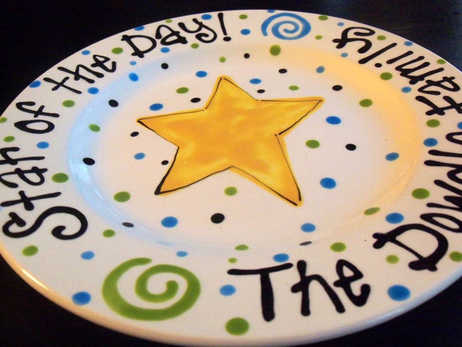 Hand Painted Star of the Day Special Day Family Plate - Etsy