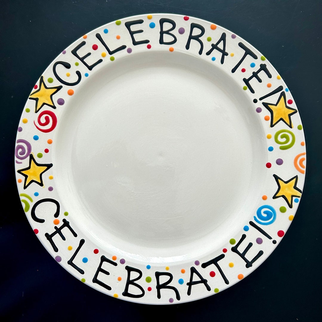 10" Rimmed Ceramic Family Celebration Plate - Etsy