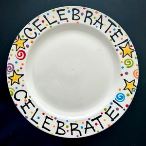 10" Rimmed Ceramic Family Celebration Plate - Etsy