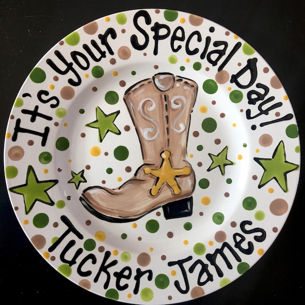 Painted Cowboy Plate - Etsy