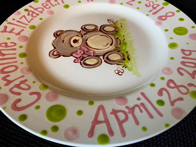 Customized Hand Painted Baby Plate Adorable Baby Teddy Bear - Etsy