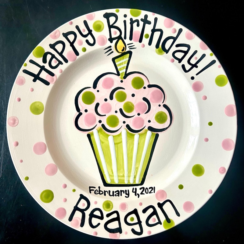 Pink and Green Plate of Food - Etsy