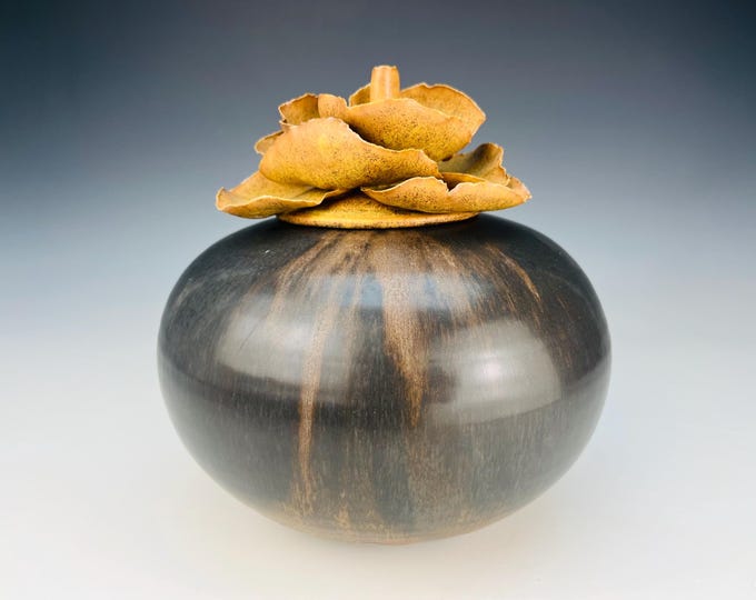 Handmade Porcelain Cremation Urn in Matte Black and Rustic Orange - Etsy