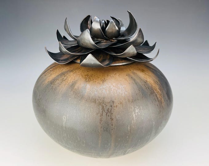 Medium Porcelain Cremation Urn With Sculpted Flower in Light Pink, Blue ...