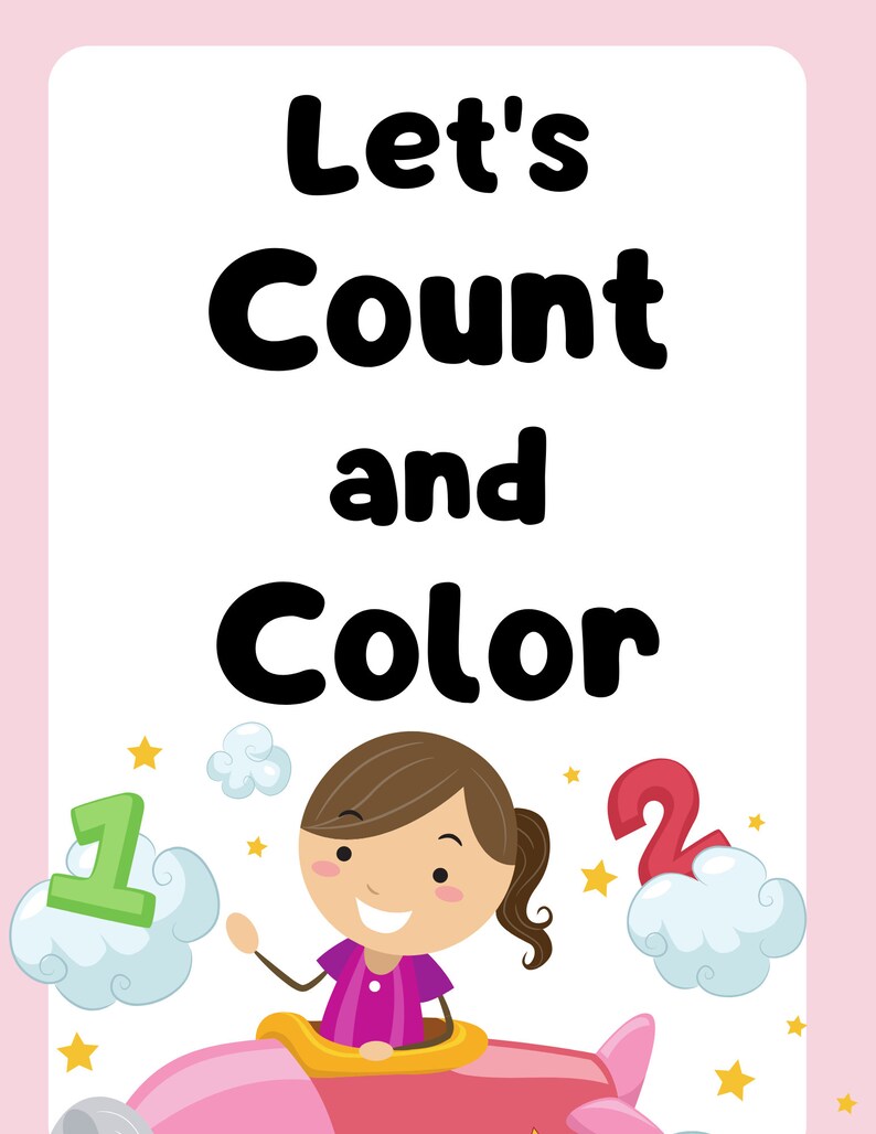 Printable Girls' Counting and Coloring Book for Kids Ages 3-5 Fun and ...
