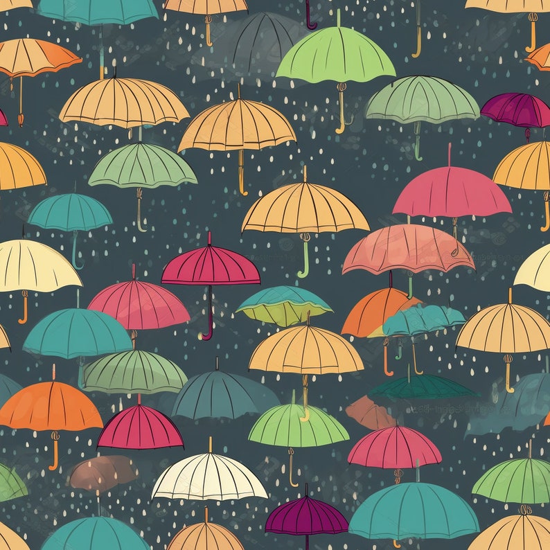 Rainy Rainbows, Repeating Digital Pattern - Etsy