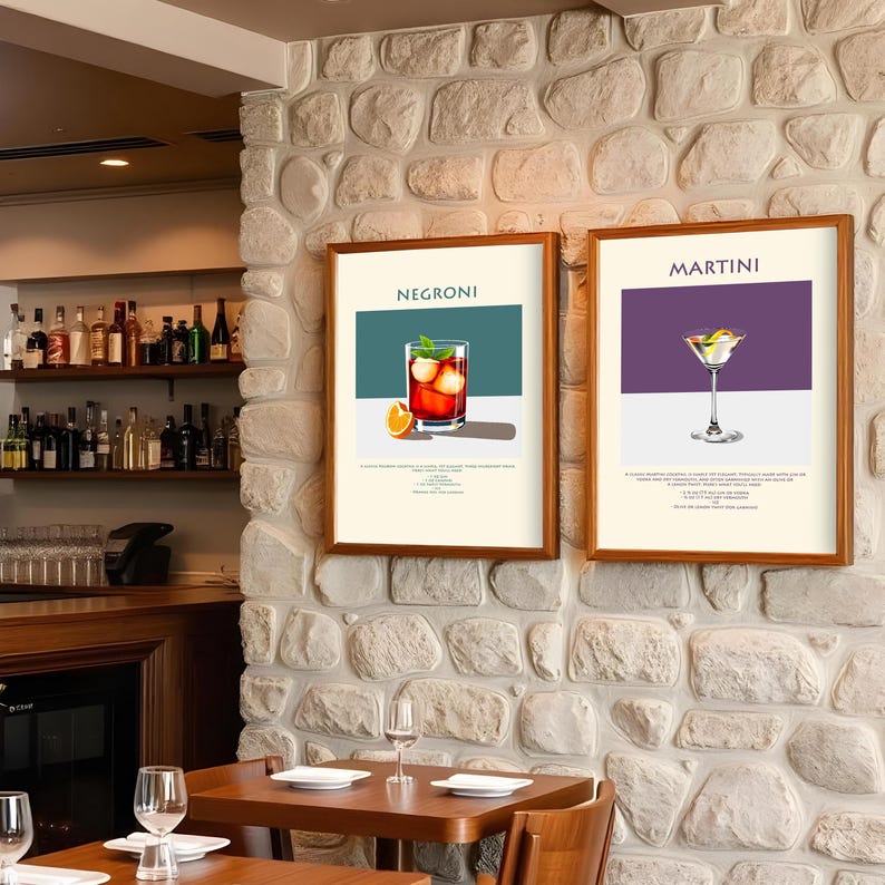 Set of 9 Classic Cocktails, Printable Wall Art, Bar Print, Digital ...