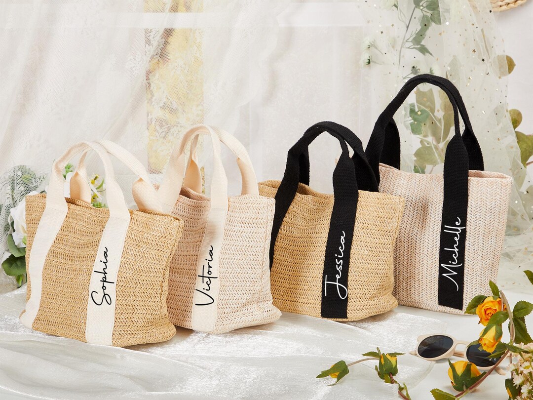 Customized Straw Bags,mrs Custom Beach Bag, Personalized Straw Basket, Bridal Shower Bag, Custom ...