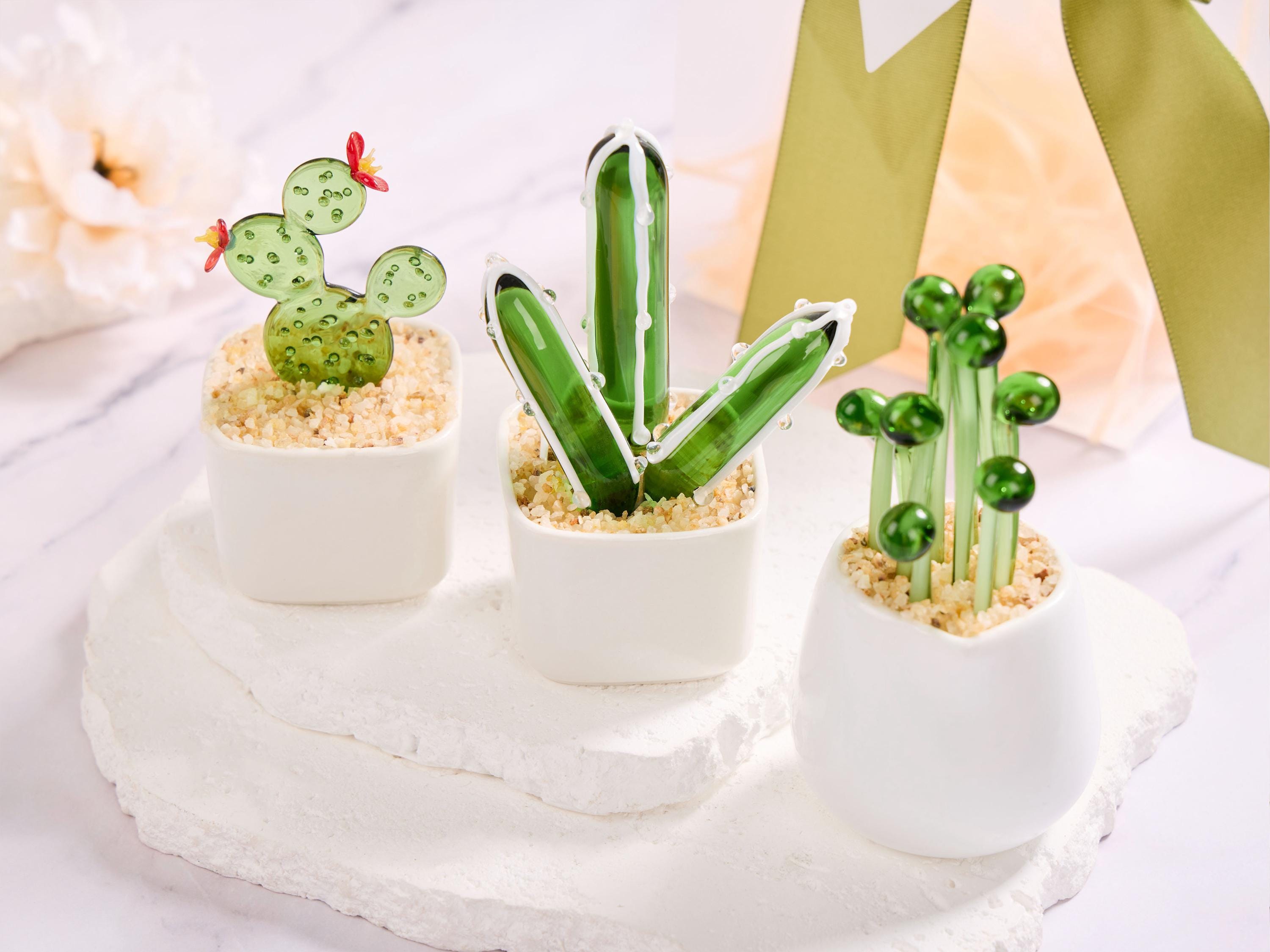 Handmade Fused Glass Cactus Glass Succulents,glass Potted Plants ...