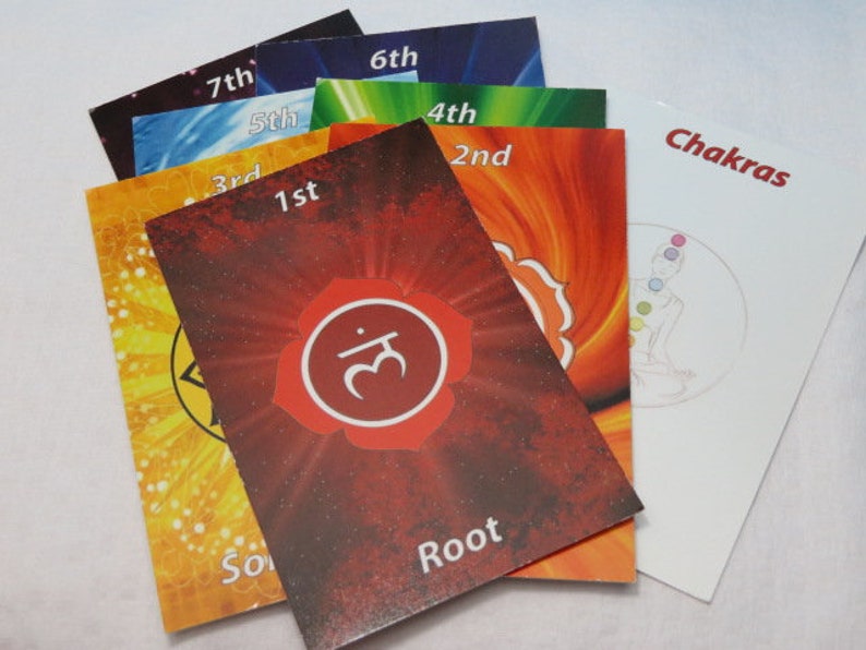 7 Chakra Cards Plus 1 Card Explaining the Chakras Stones and Crystals ...