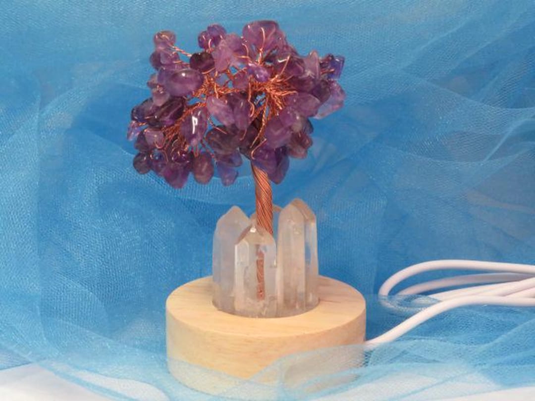 Vintage Amethyst Wishing Tree With 6 Clear Crystal Points Along the ...