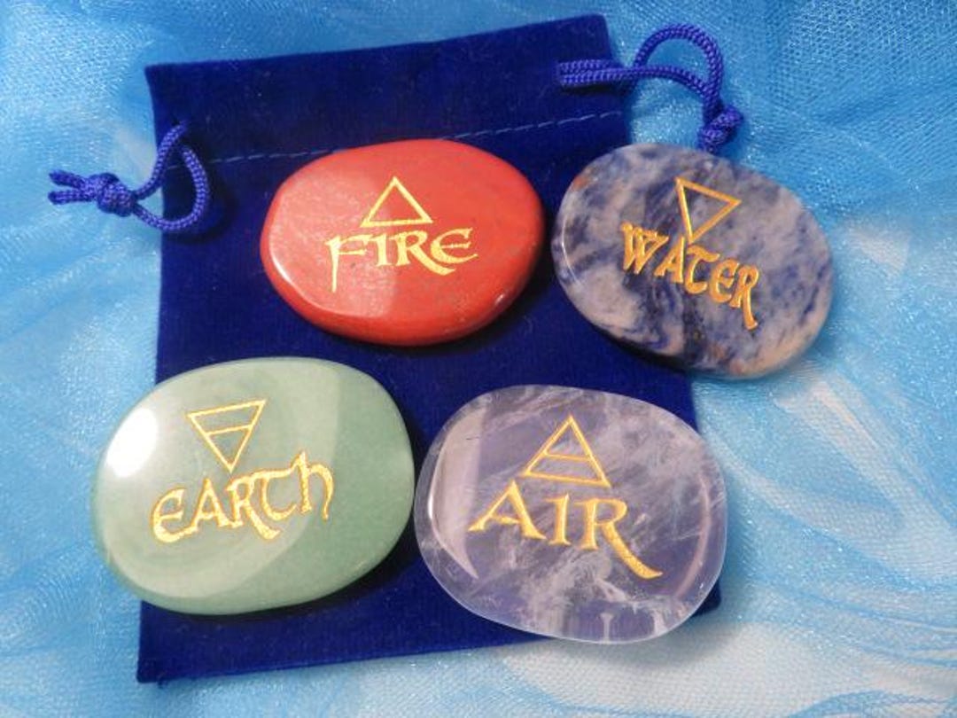 Element Symbols for Air Fire Water Earth 4 Mayan Healing Stones in A ...