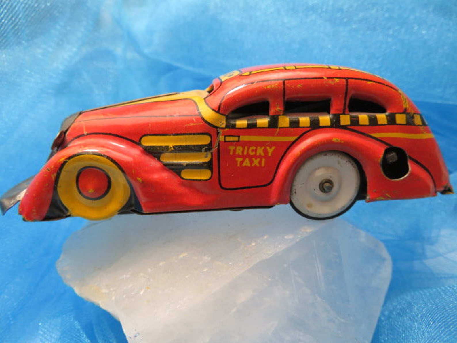 Antique Tricky Taxi Metal Toy Car 7108 Orange and Yellow Made - Etsy