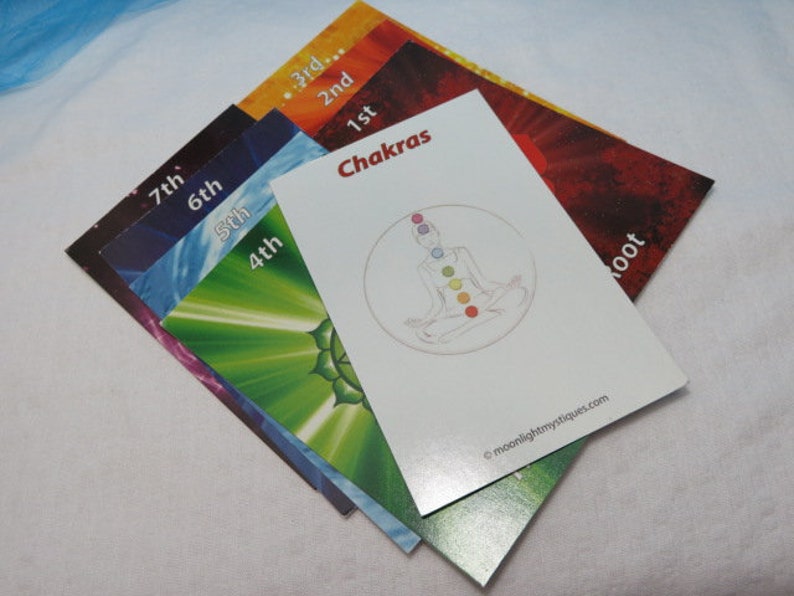 7 Chakra Cards Plus 1 Card Explaining the Chakras Stones and Crystals ...