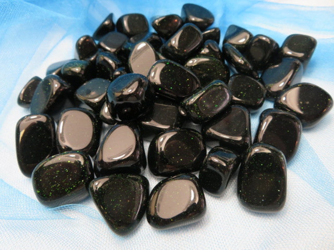 4 DARK GREEN GOLDSTONE Tumbled Stones Heart Chakra Reiki Energy Crystal ...