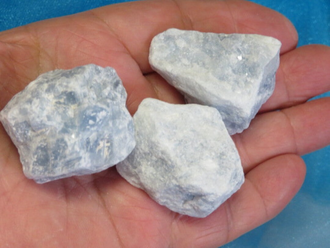 NATURAL Blue Calcite Crystal Tumbled Stone Throat and Third Eye Chakra ...