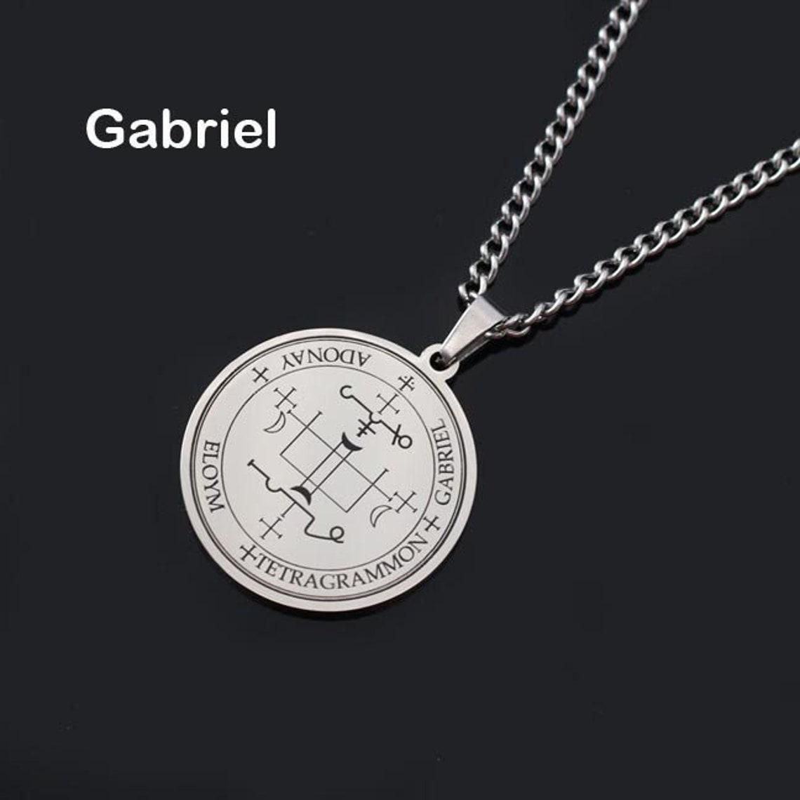 Archangel Gabriel Sigil Stainless Steel Pendant And 22 Etsy