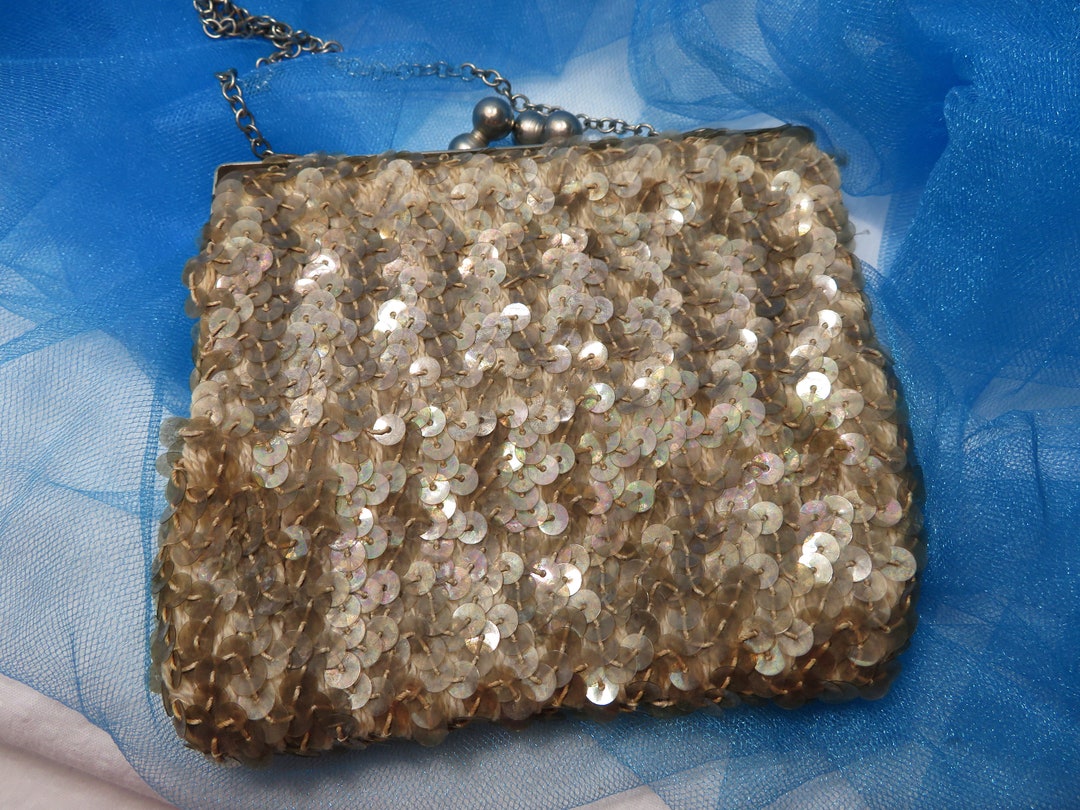 Vintage 1970 1980 Disco Purse Gray Sequin Evening Handbag Prom Purse - Etsy