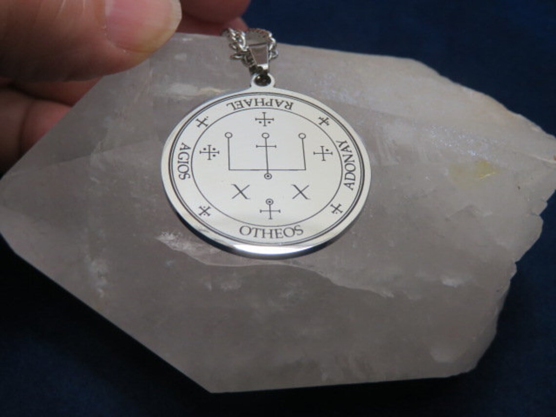 Archangel Raphael Sigil Stainless Steel Pendant and 22" Chain Angel - Etsy