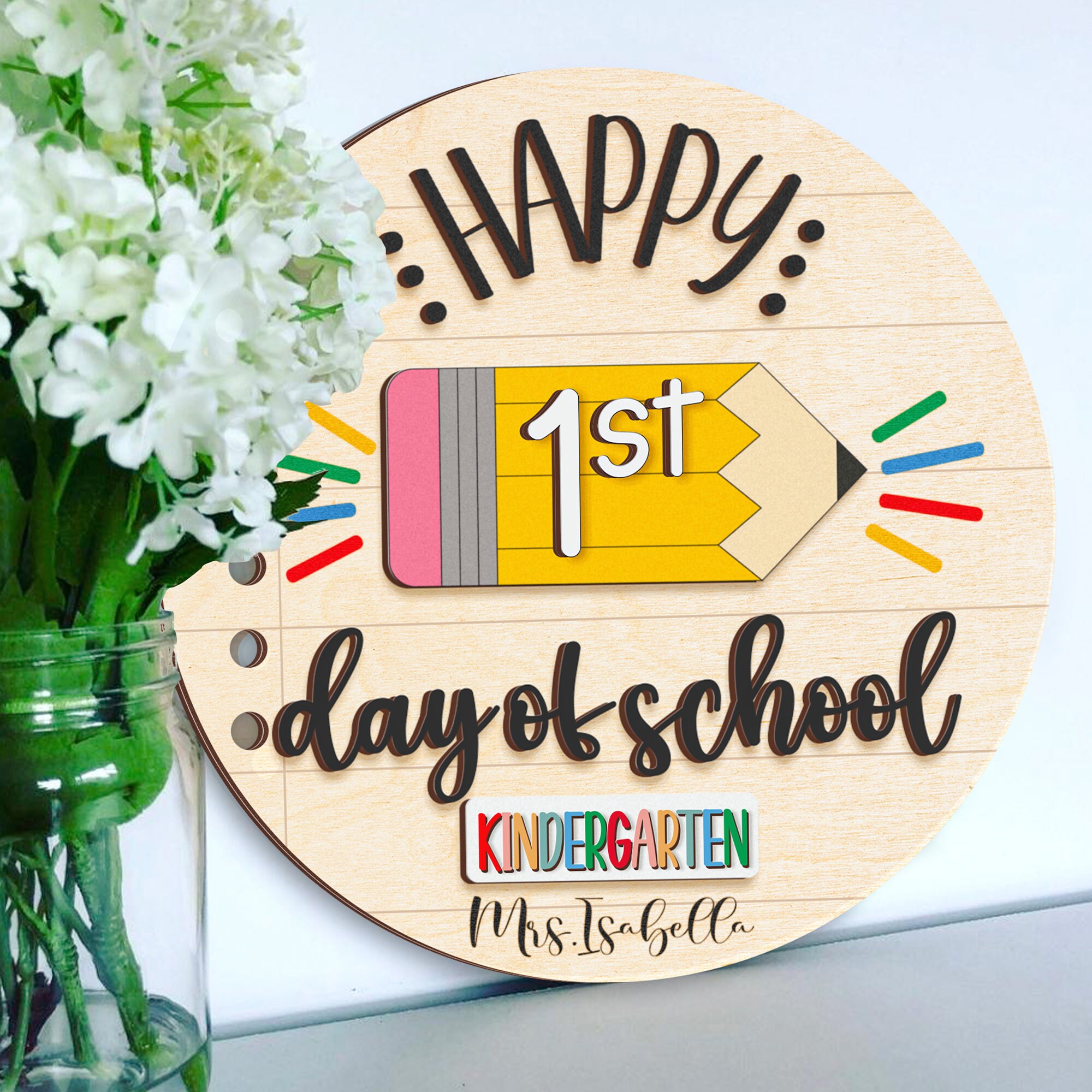 Personalized 1st Day of School Sign, Kids Interchangeable First Day of ...