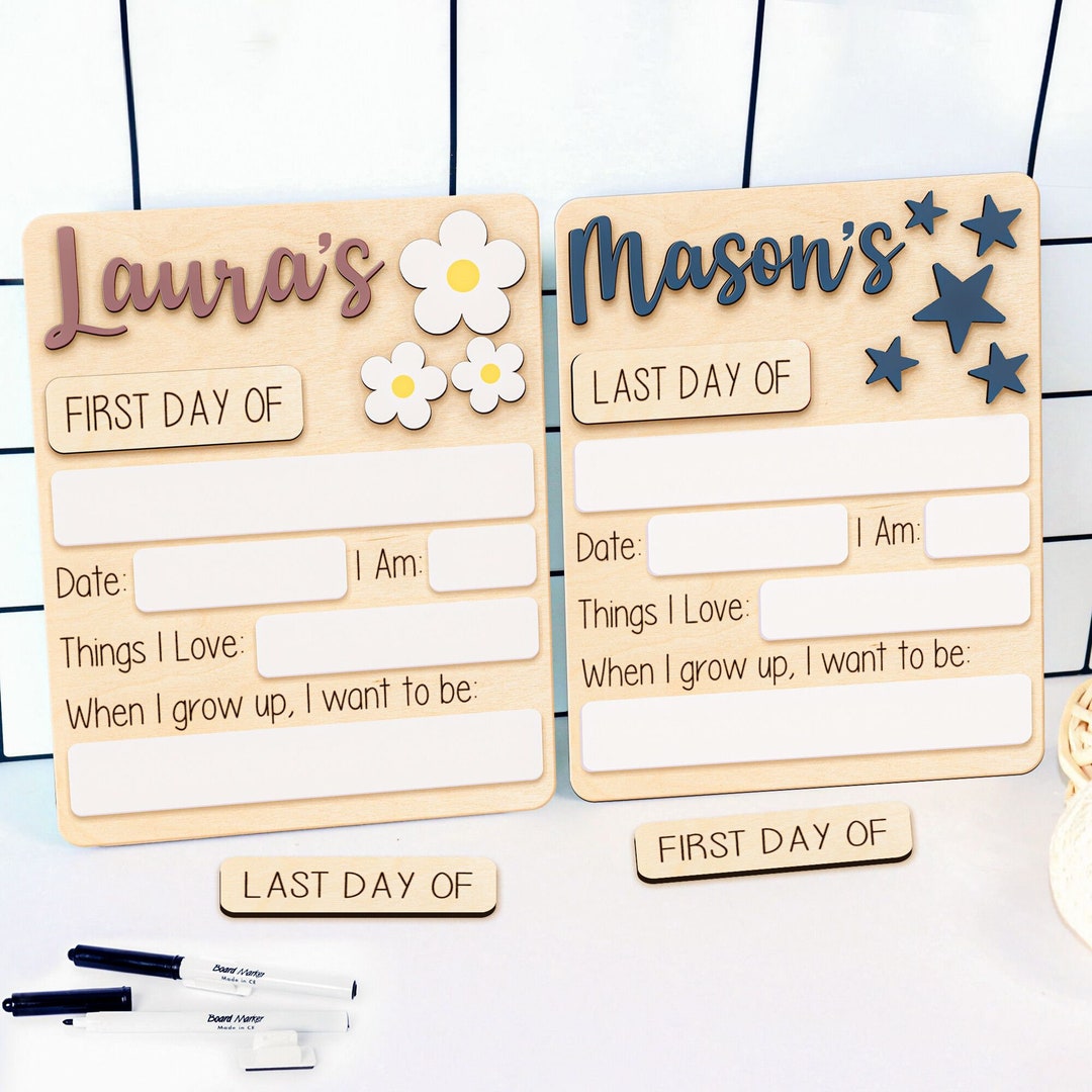 Personalized First Day of School Sign, Interchangeable Names Back to ...