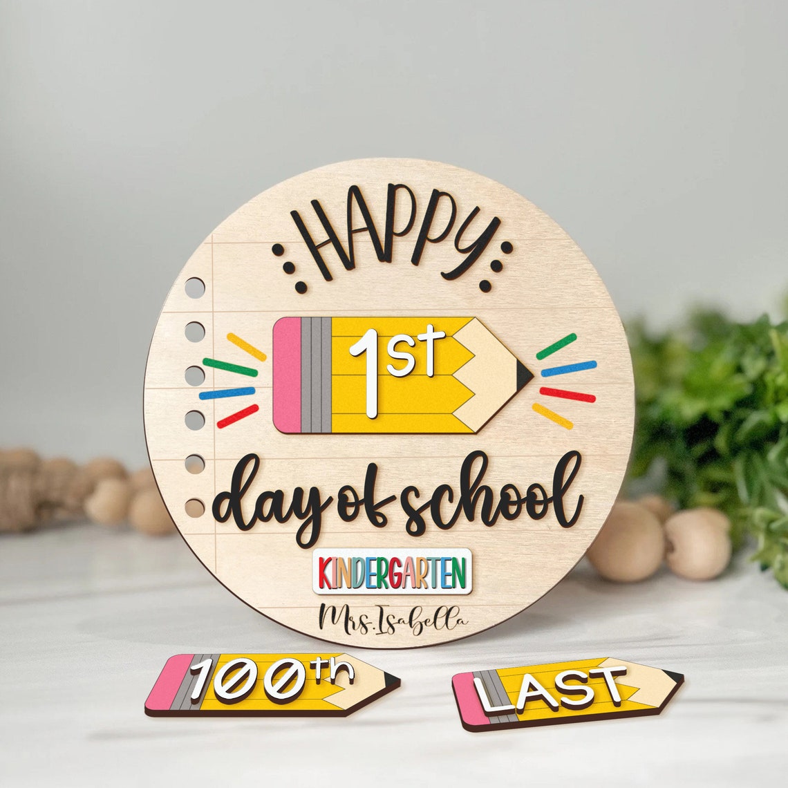 Personalized 1st Day of School Sign, Kids Interchangeable First Day of ...