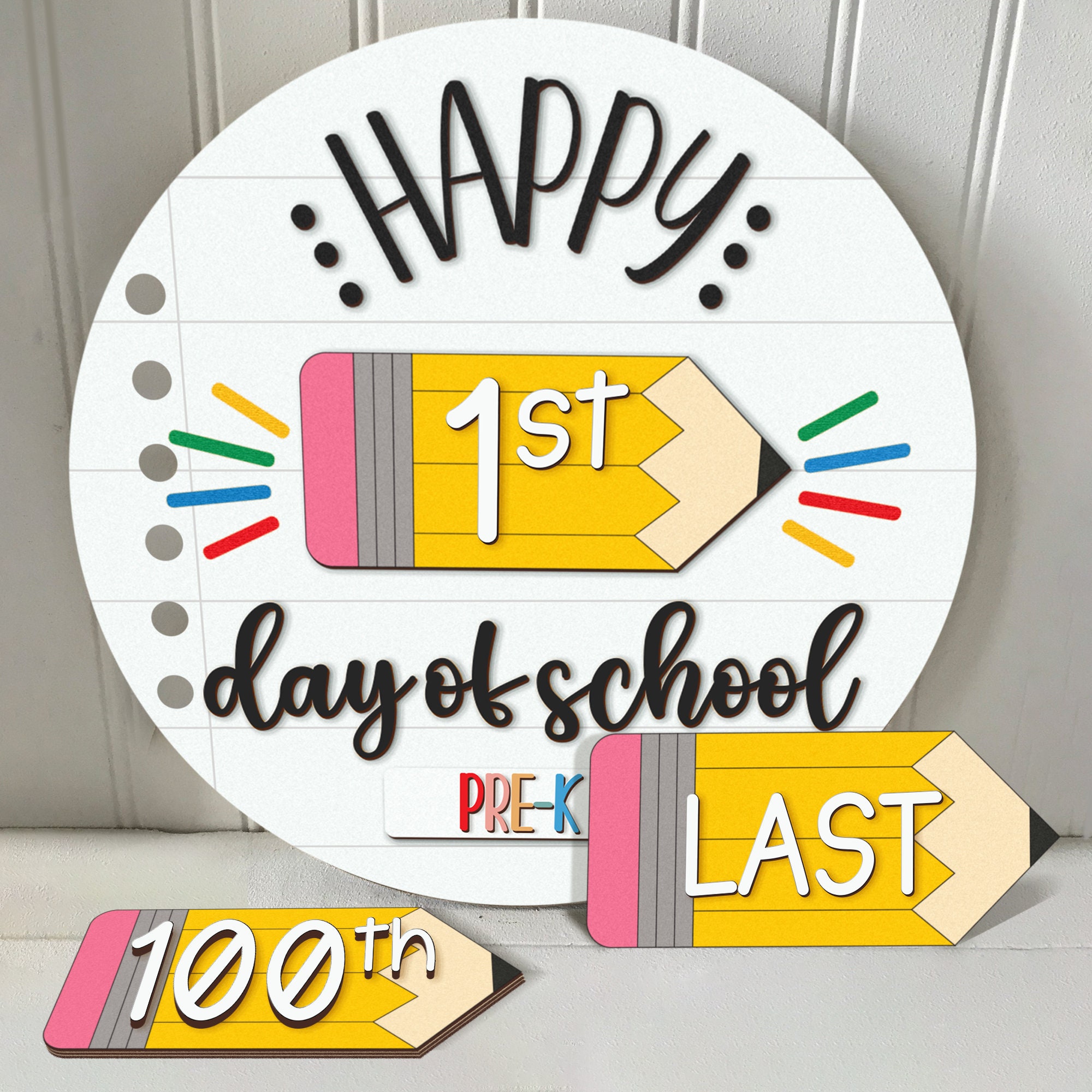 Personalized 1st Day of School Sign, Kids Interchangeable First Day of ...