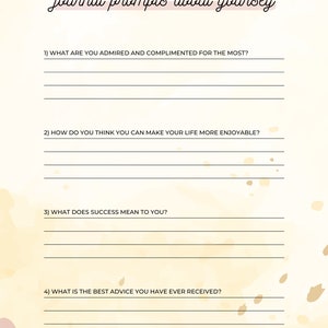 118 Journal Prompts About Yourself - Etsy