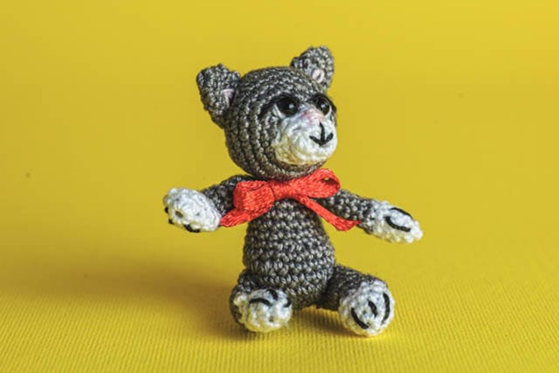 Cute Mini Cat, Mini Crochet Pattern, Mini Cat Amigurumi, Tiny Crochet ...