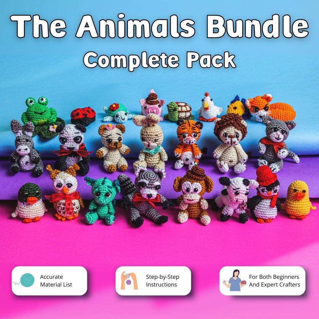 Bundle 23 Mini Crochet Pattern PDF Tutorial, Mini Amigurumi, 2-4 Cm ...