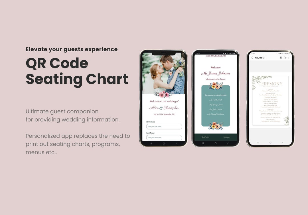 QR Code Wedding Seating Chart, Scan QR to Locate Your Table, Find Your ...