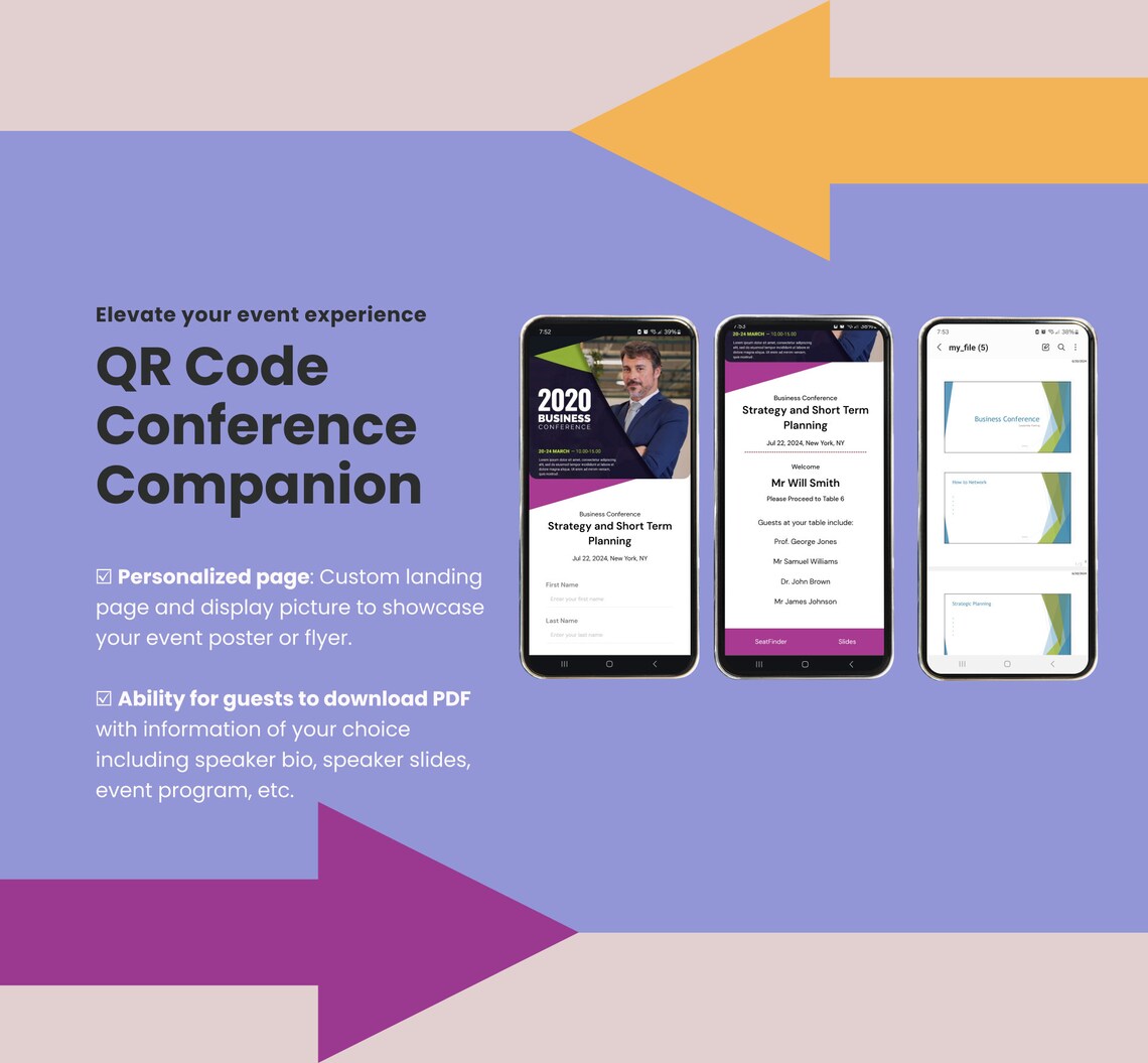 QR Code Conference Meeting Seating Chart, Scan QR to Locate Your Table ...