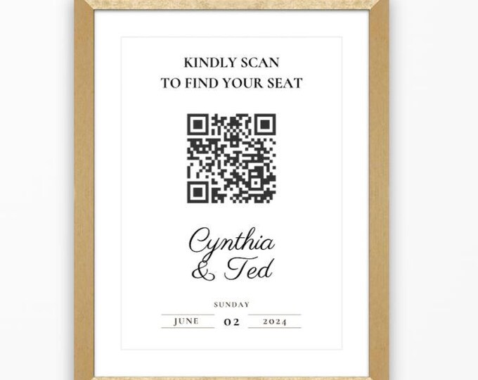 EDITABLE Wedding QR Code Sign, Scan for Seating Chart, Scan to Find ...
