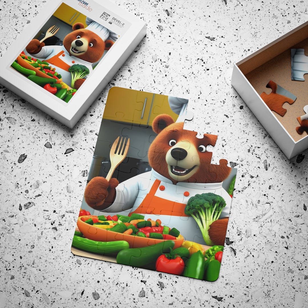 Veggie Bear Chef Kids' Puzzle, 30-piece - Etsy