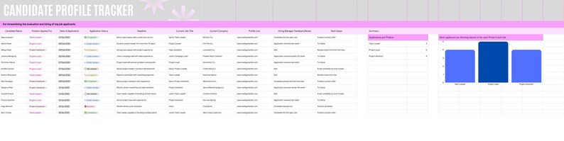 Candidate Profile Tracker Template | HR Recruitment Spreadsheet | Job ...