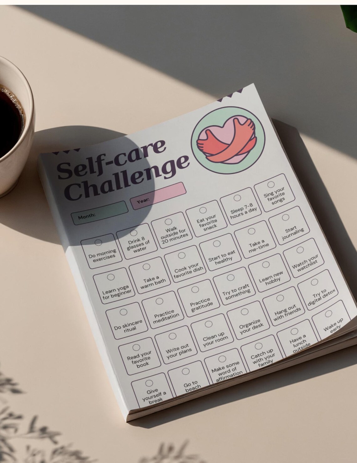 Self Care Challenge Planner Mental Health Wellness Habit Tracker ...