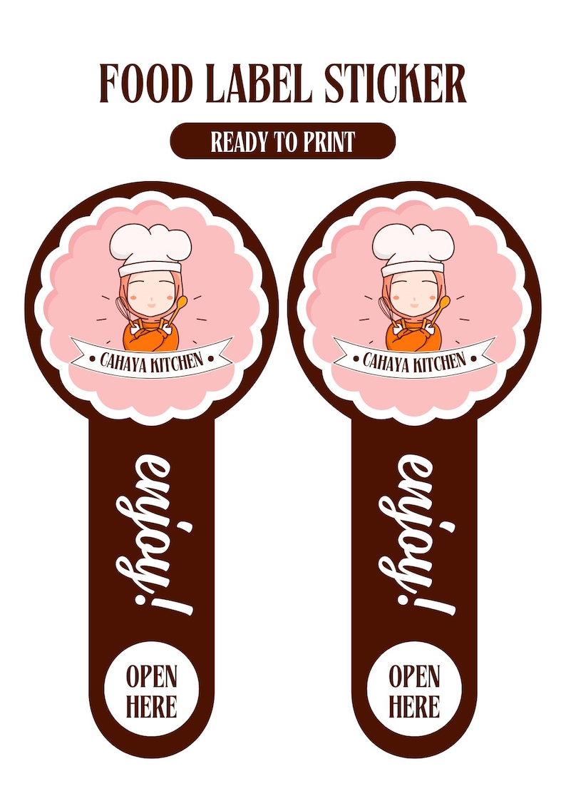 Printable Food Label Sticker Template for Homemade Packaging, Chef Logo ...