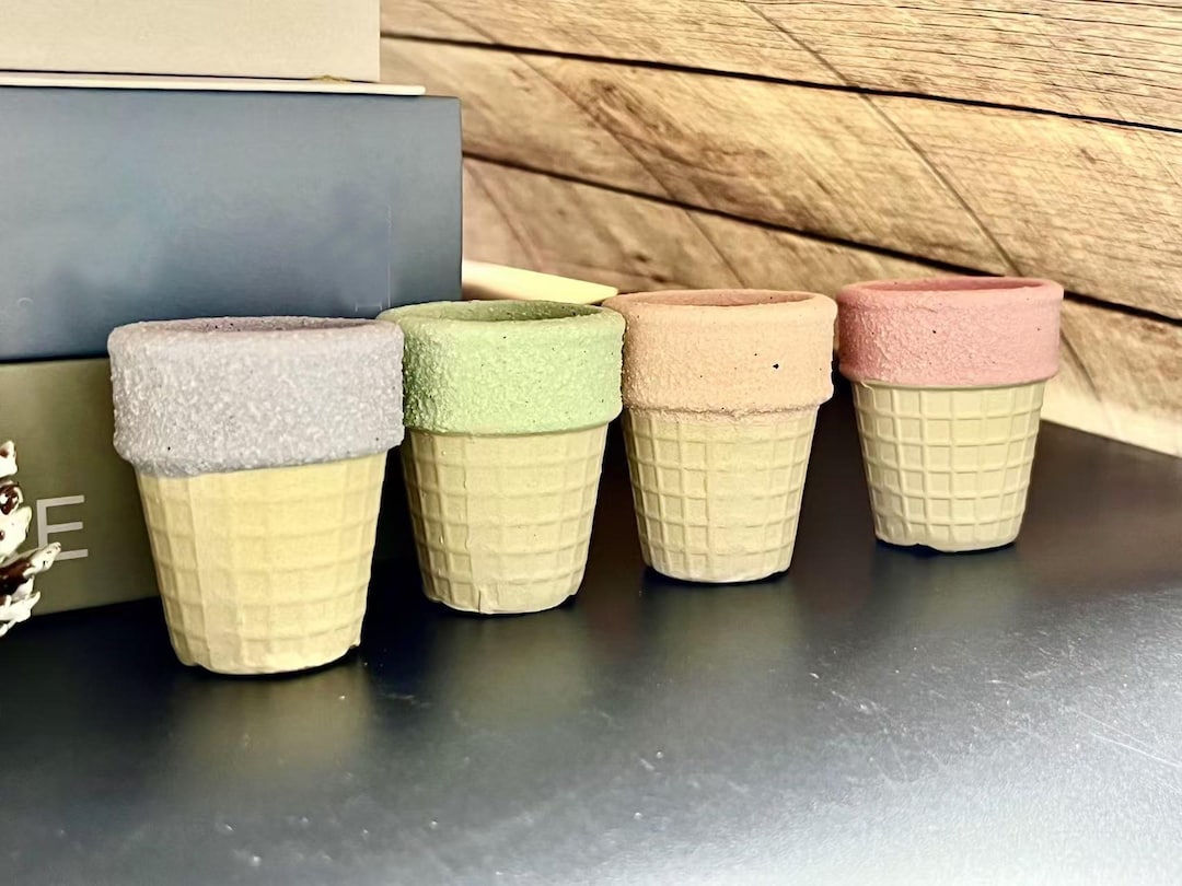 Handmade Ice Cream Cone Pot Mini Succulents Pot Gifts, Small Pottery ...