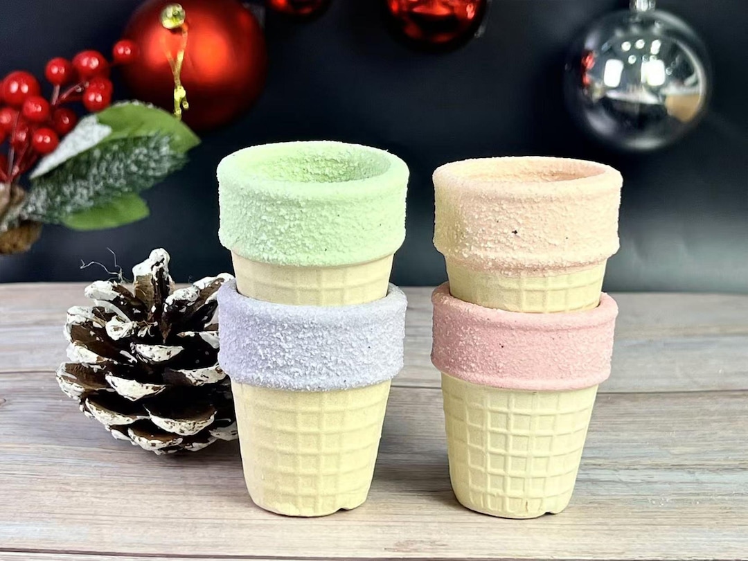 Cute Ice Cream Cone Pot Succulents Pot Set Gifts, Small Ceramic Ice ...