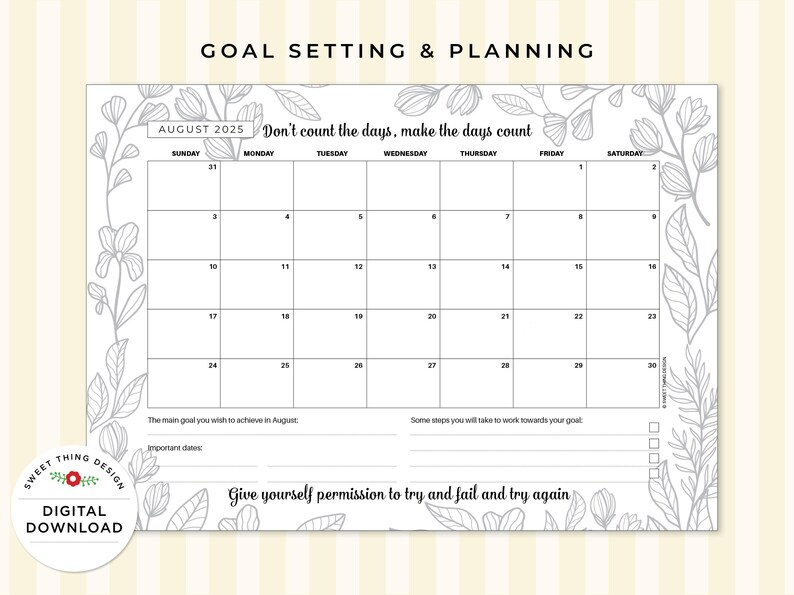 2025 Calendar - Adult Coloring - Motivational Positive Quotes ...