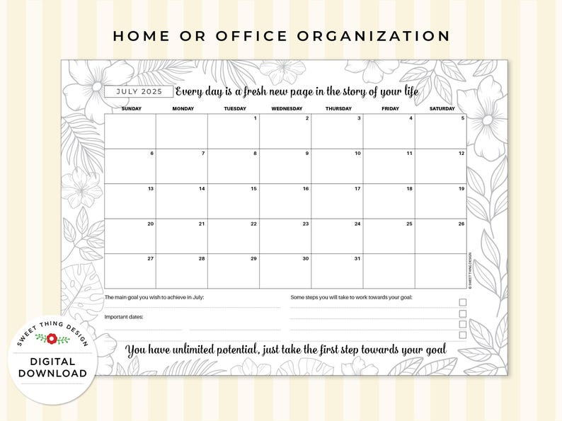2025 Calendar - Adult Coloring - Motivational Positive Quotes ...