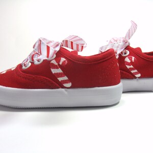 Candy Cane Shoes, Christmas Sneakers Hand Painted for Toddlers - Etsy