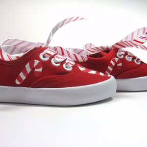 Candy Cane Shoes, Christmas Sneakers Hand Painted for Toddlers - Etsy