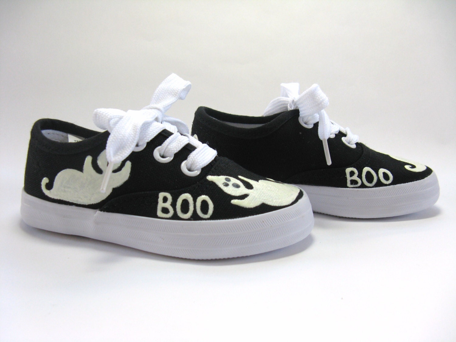 Boys Halloween Ghost Shoes Hand Painted Black Sneakers for | Etsy