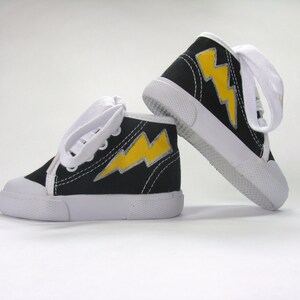 Hero Shoes with Lightning Bolt Hand Painted Black Hi Top | Etsy