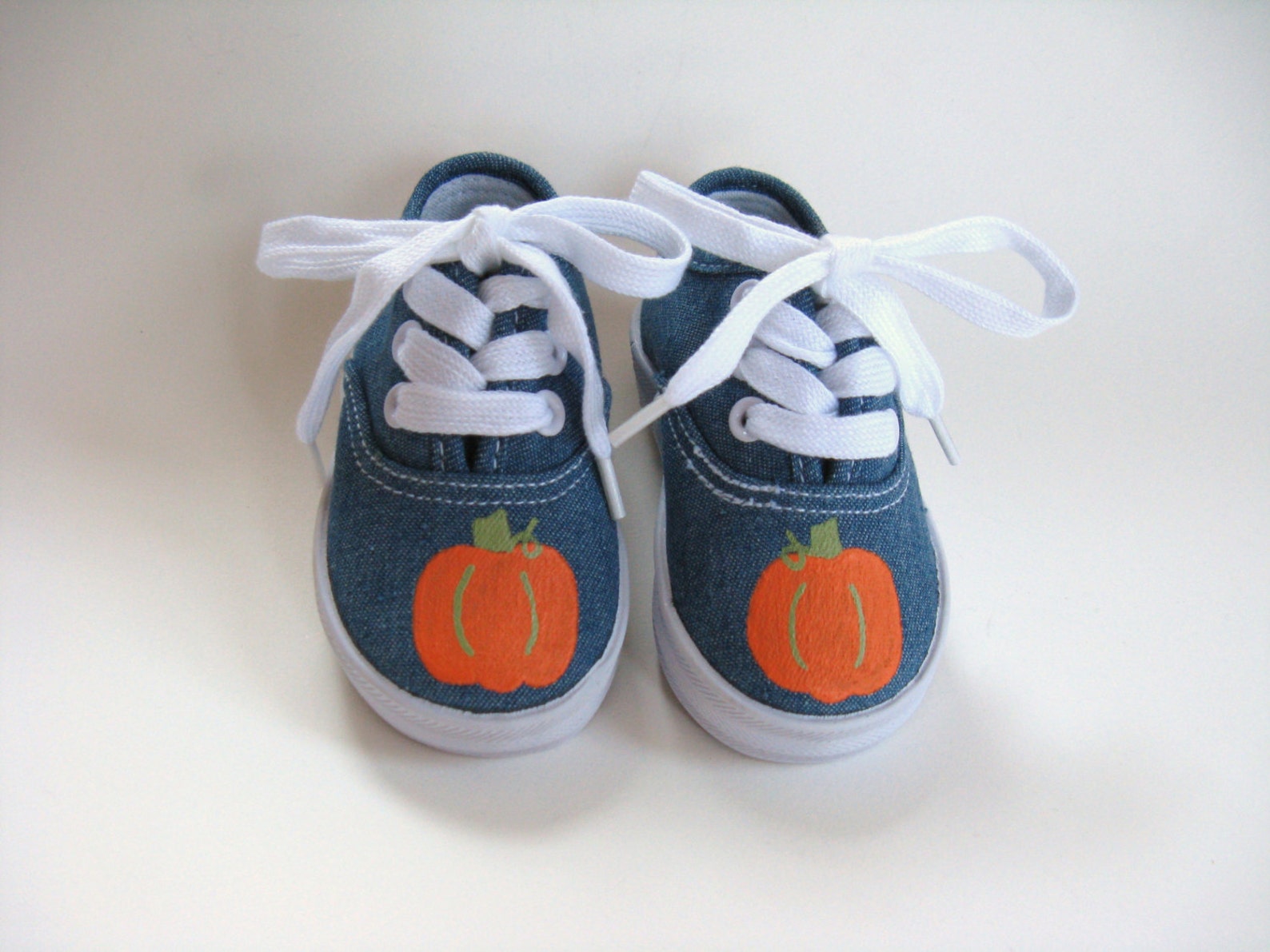 Pumpkin Thanksgiving Shoes, Denim Sneakers Hand Painted for Toddlers - Etsy