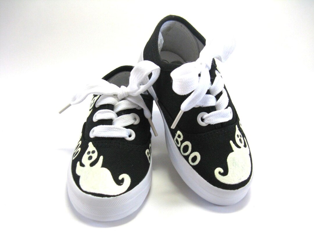 Boys Halloween Ghost Shoes, Hand Painted Black Sneakers for Toddlers - Etsy