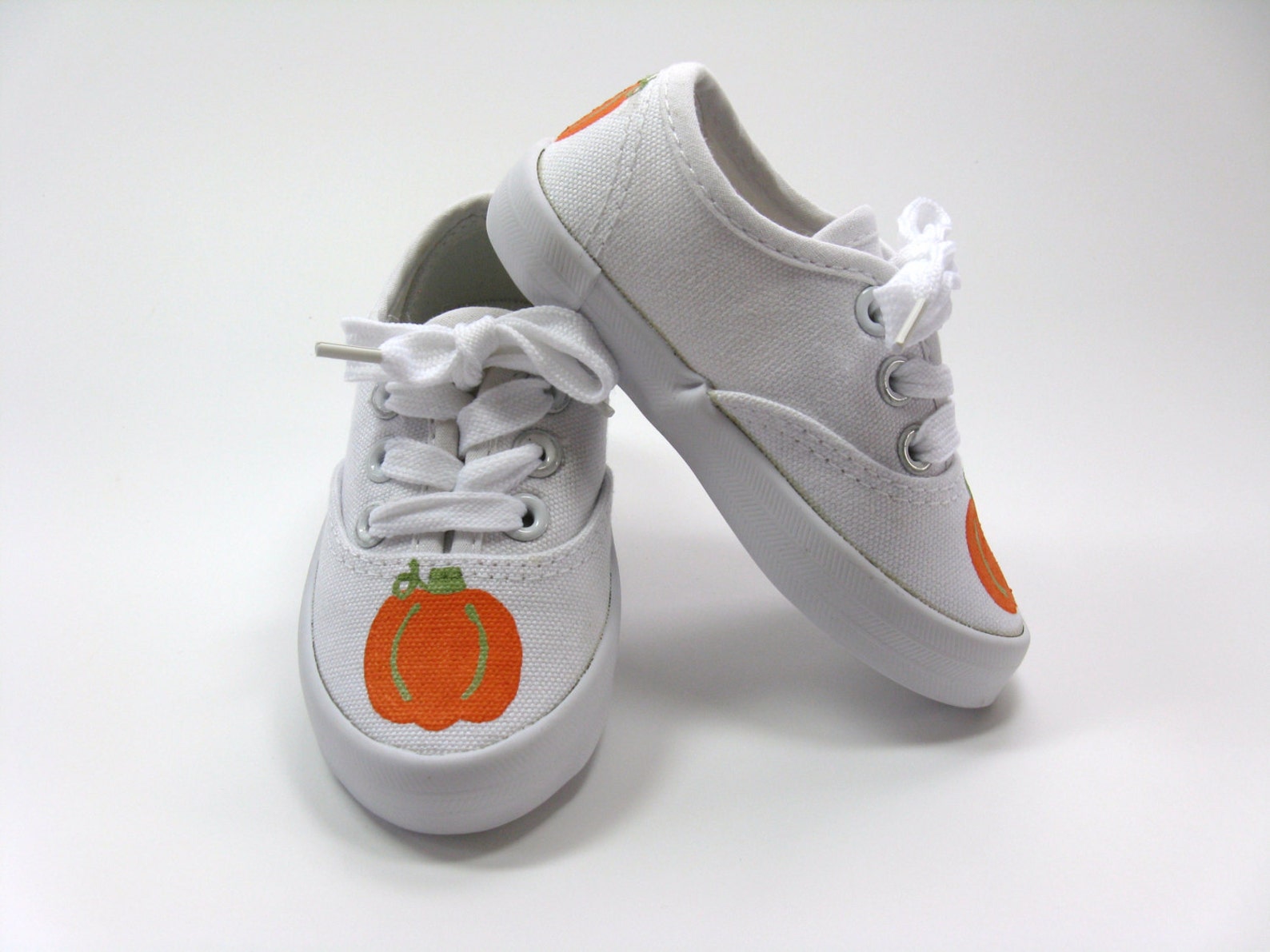 Boy's Pumpkin Shoes, Thanksgiving Sneakers Hand Painted for Baby or ...