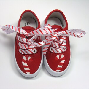 Candy Cane Shoes, Christmas Sneakers Hand Painted for Toddlers - Etsy